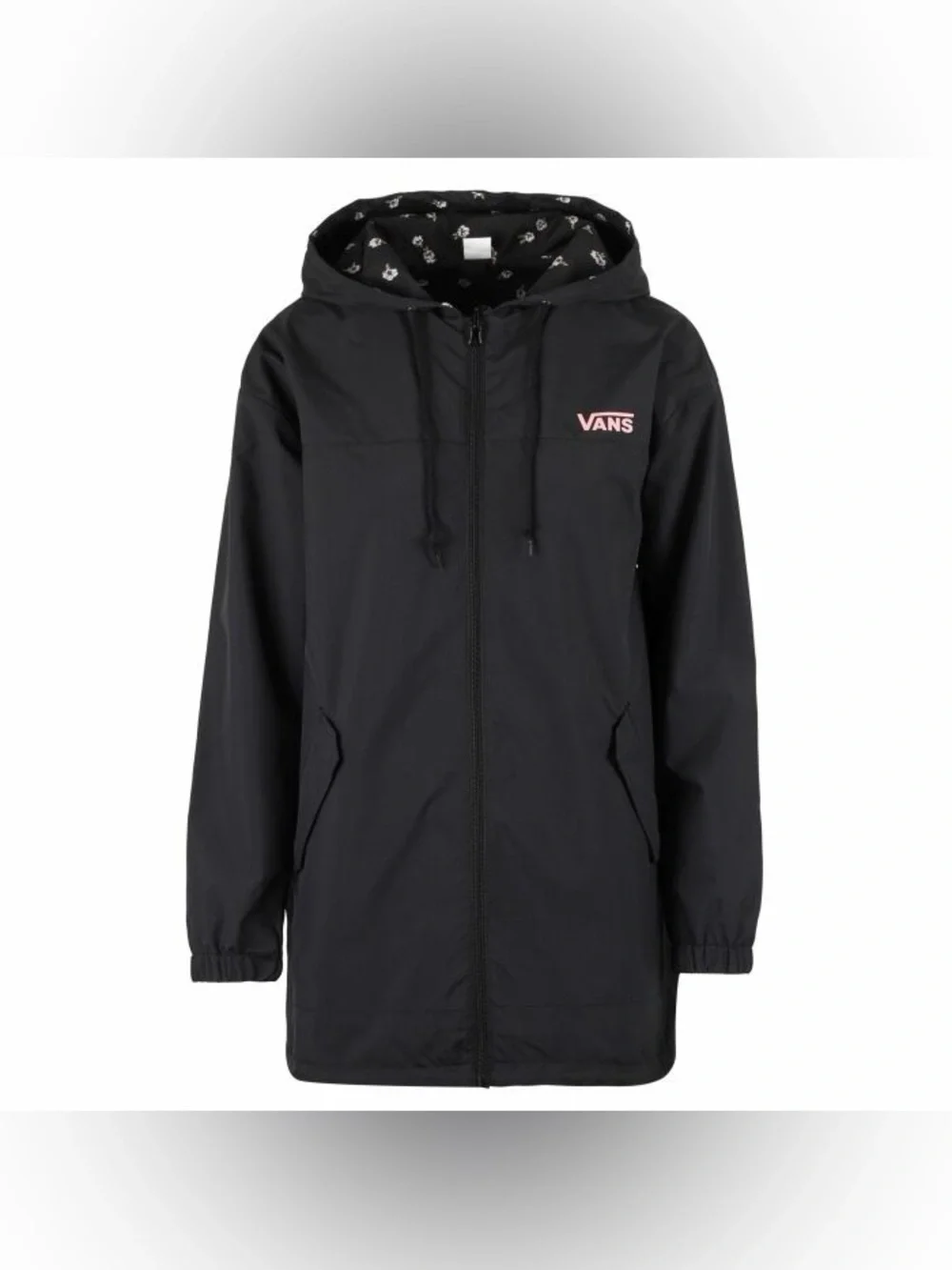 Vans | Jackets & Coats | Vans Black To Floral Print Reversible Rain ...